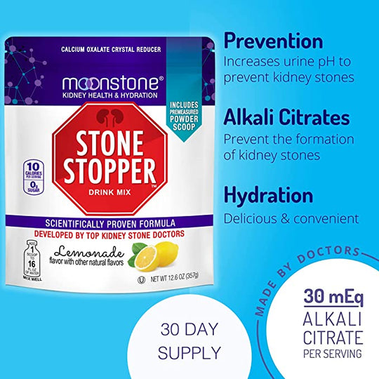 Moonstone Stone Stopper Lemonade Drink Mix, 30 Day Supply (30 Servings)